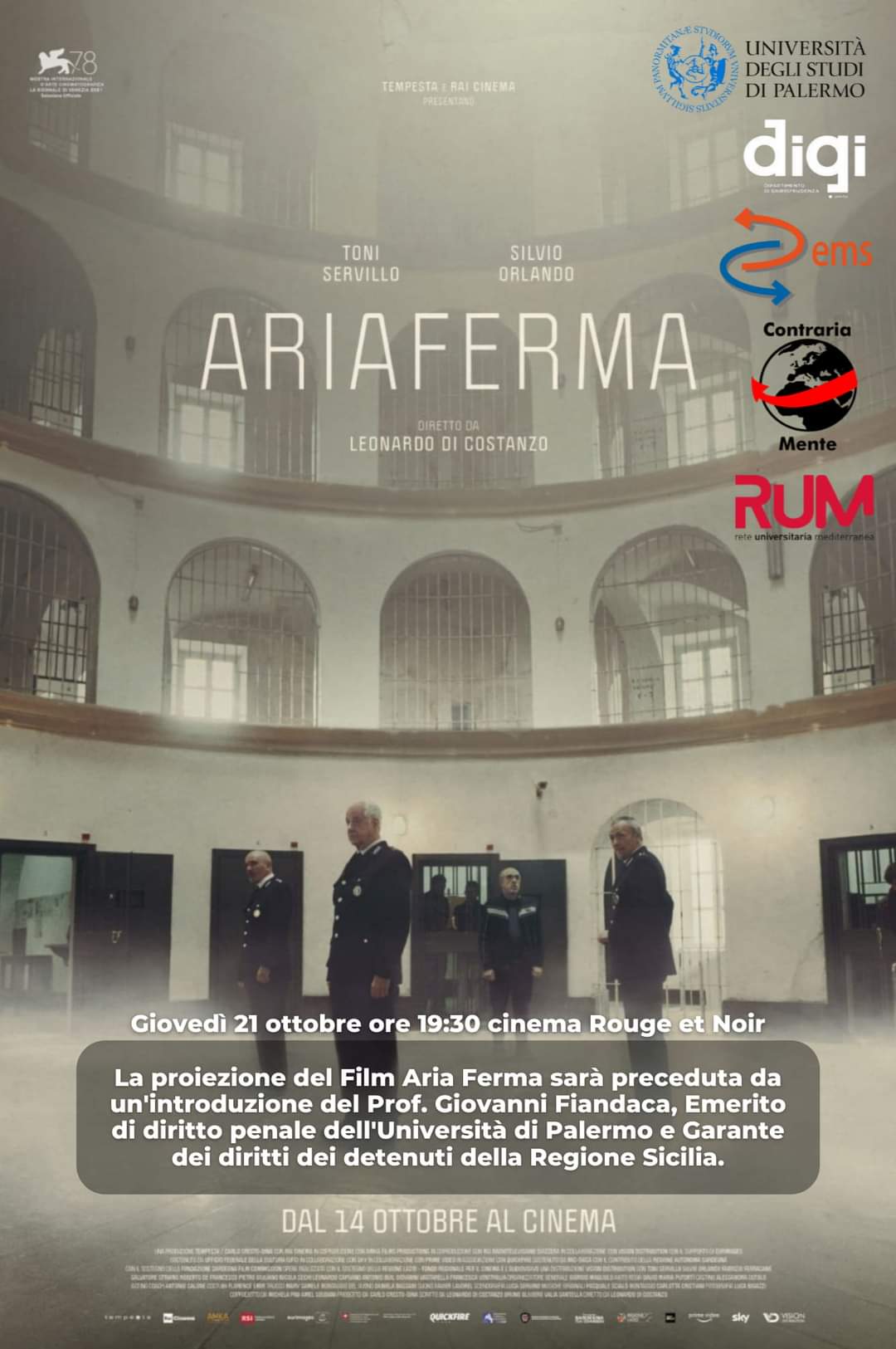 Proiezione speciale del film Ariaferma di Leonardo Di Costanzo con Toni ... Proiezione speciale del film Ariaferma di Leonardo Di Costanzo con Toni ...